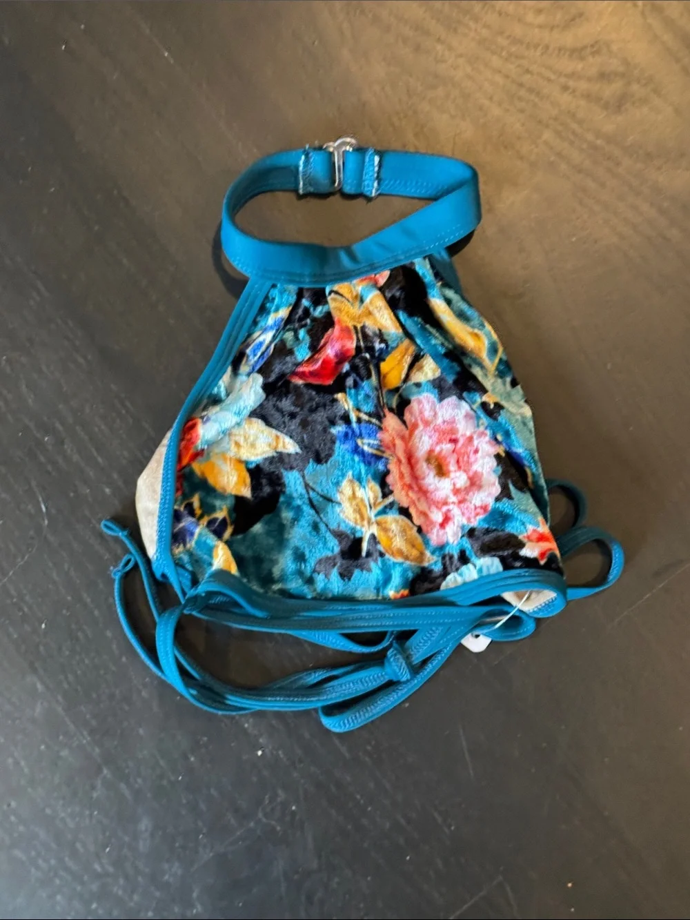 Details Dancewear | Costumes | Teal Floral Velvet Halter Dance Costume ...